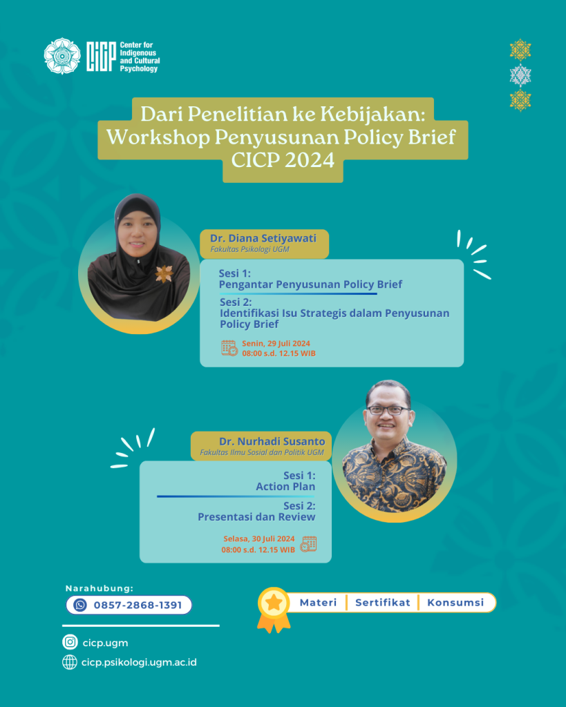 Dari Penelitian ke Kebijakan: Workshop Penyusunan Policy Brief CICP 2024 – Center for Indigenous ...